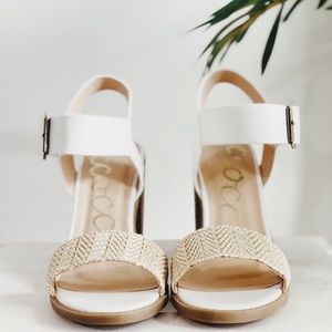 Shoes | Lexxa Natural White Block Heels Sandals | Poshmark